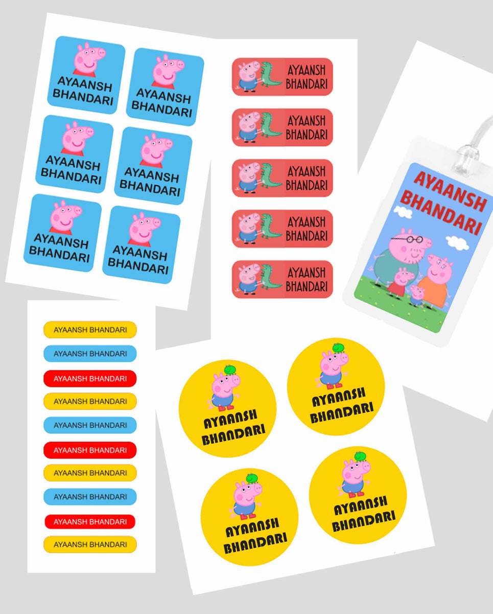 Waterproof personalised label pack. Peppa Pig Theme – Chatterbox Labels