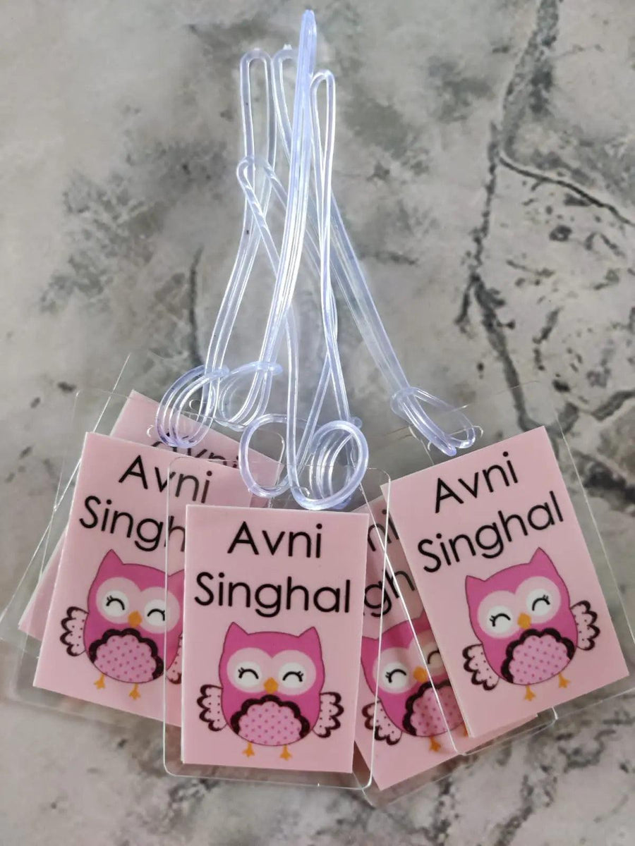 Personalized Bag Tags for Kids - Baby Pink Owl Design 4872207466627 ...