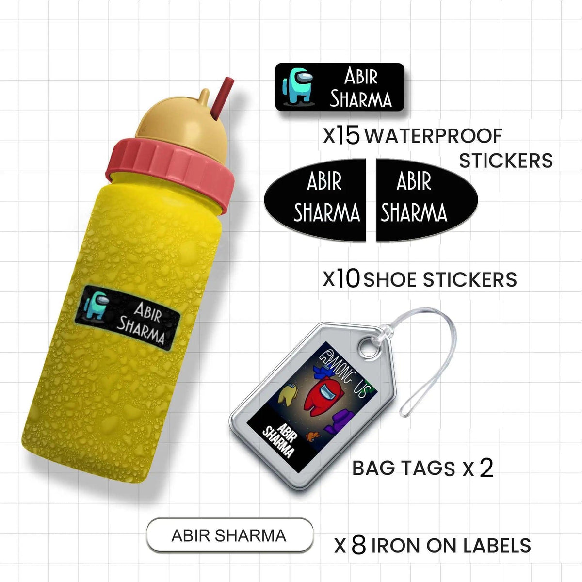 Personalised Waterproof School Labels Combo Pack- 35 Labels