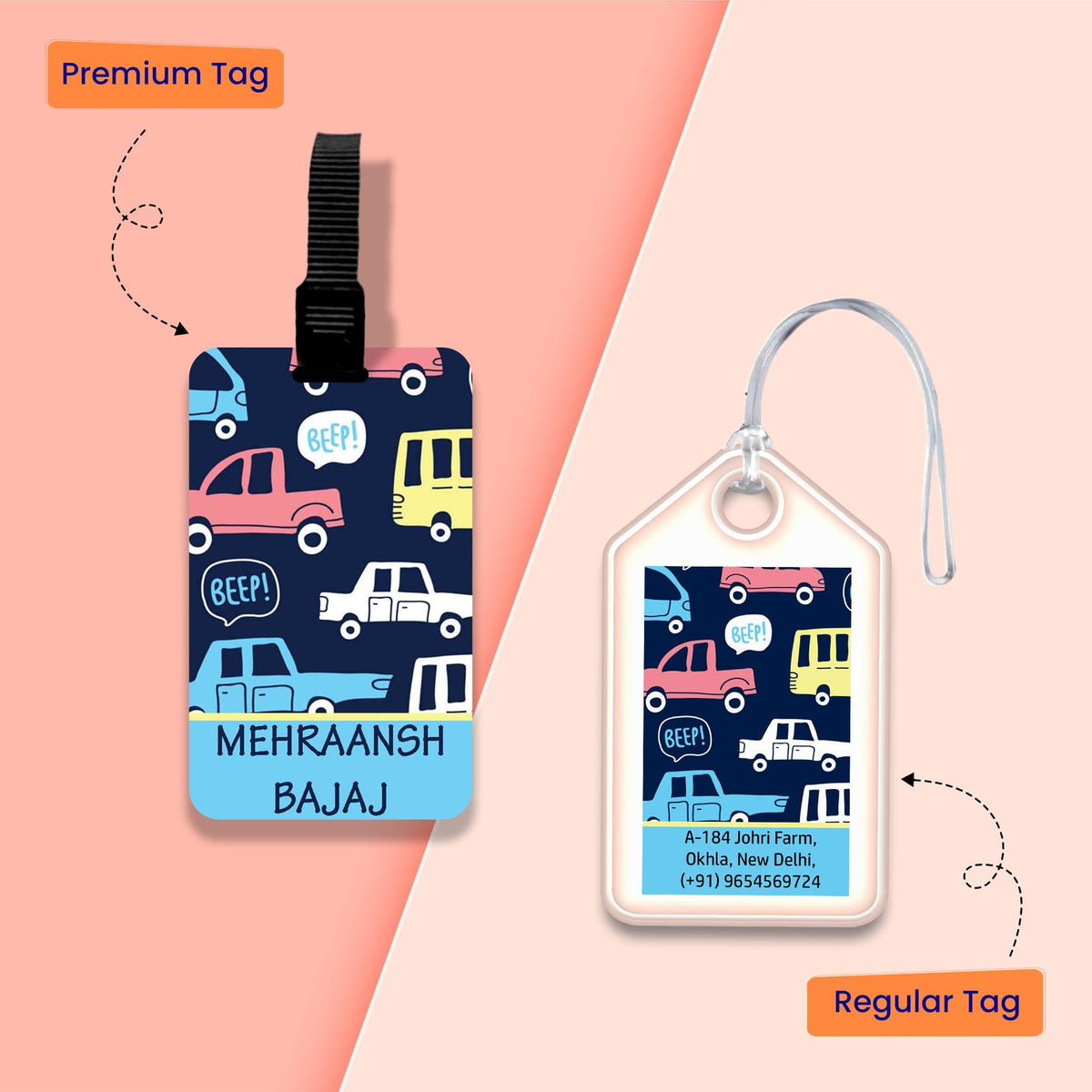 Personalized Bag Tags for Kids - Set of 5 - Dinky Cars Design ...