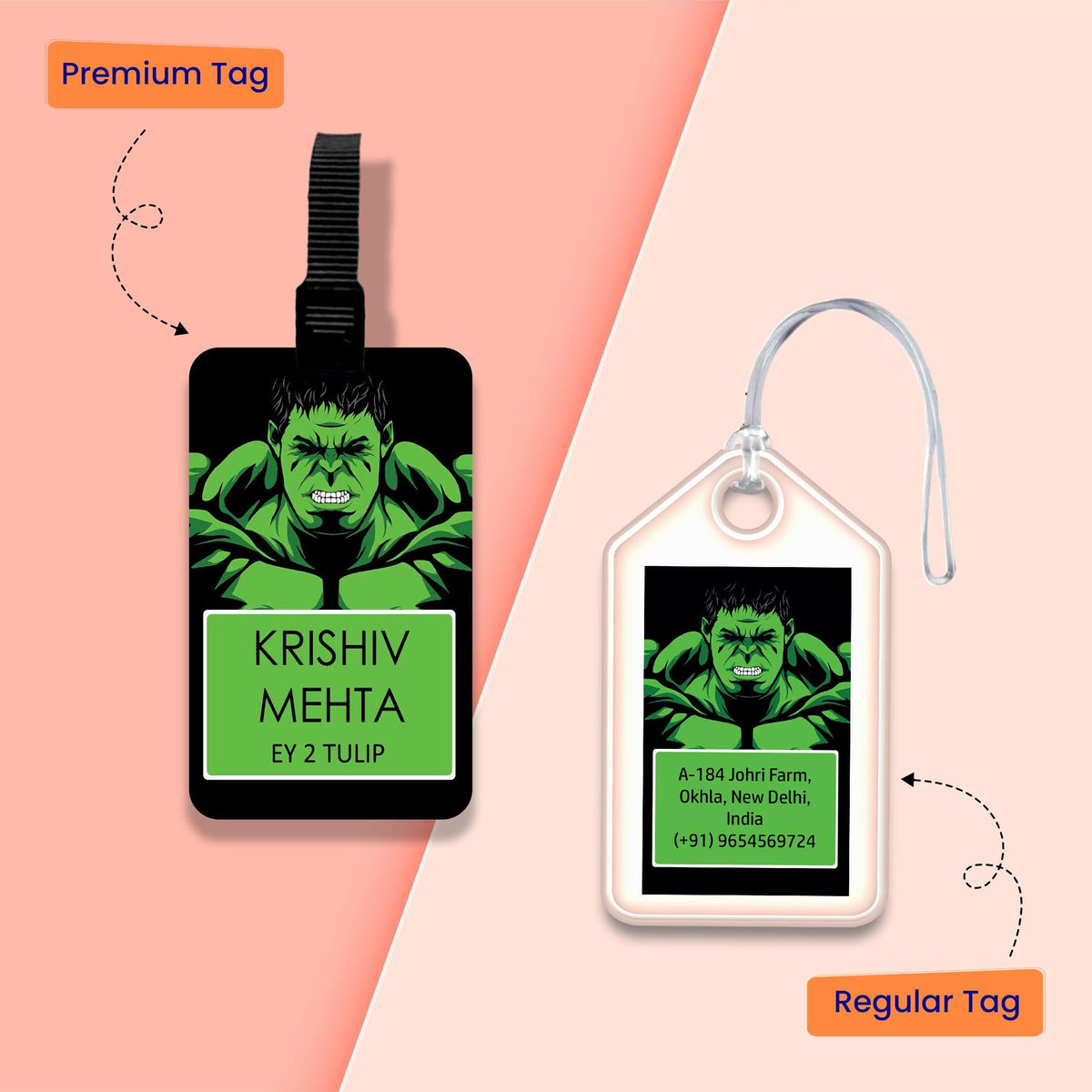 Personalized Bag Tags for Kids - Set of 5 - Hulk Design 8568878727299 ...