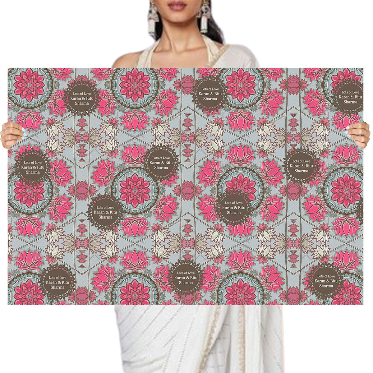 Custom Happy Diwali Gift Wrapping Paper - Lotus Breeze Theme ...