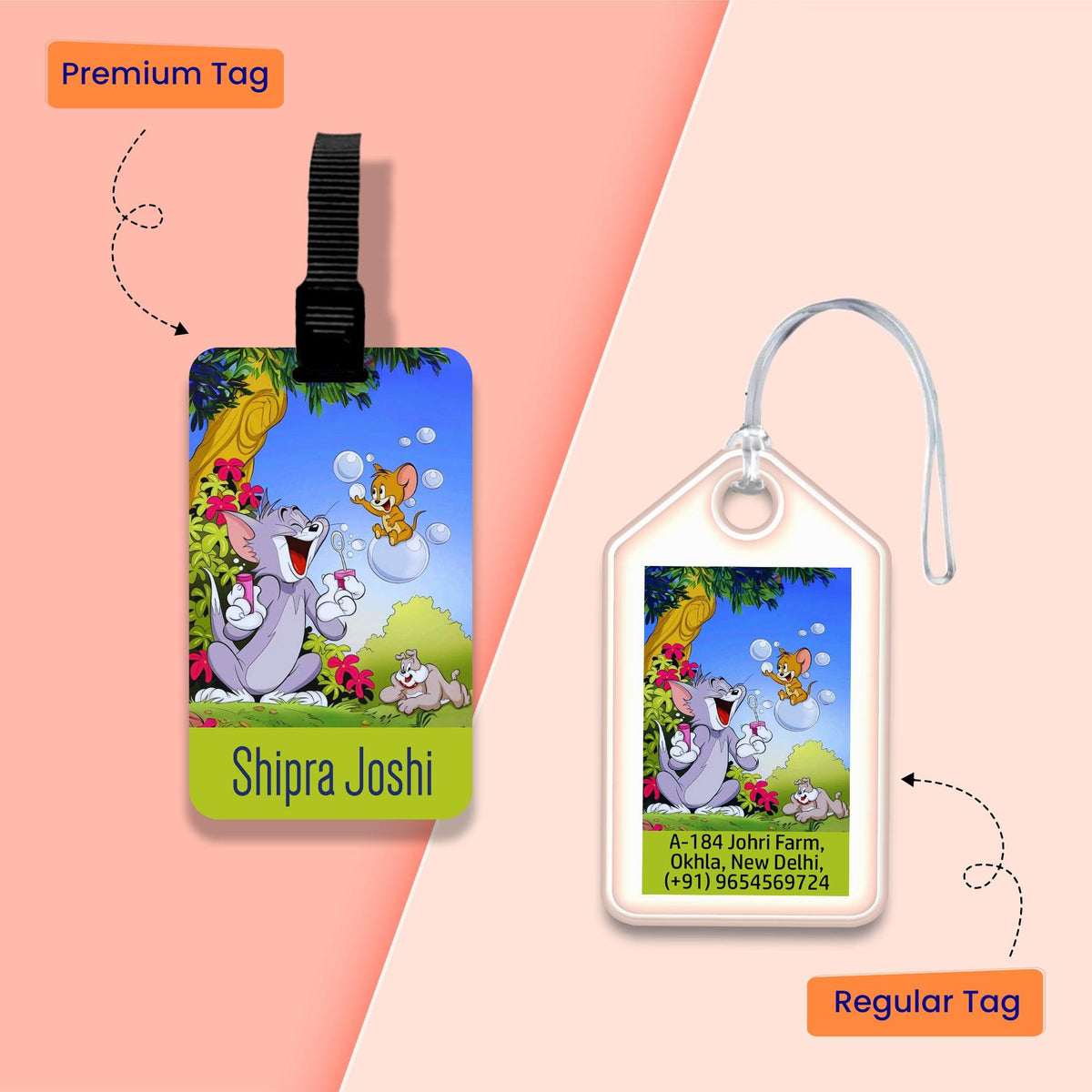 Personalized Bag Tags for Kids - Tom & Jerry Design 8568887836803 ...