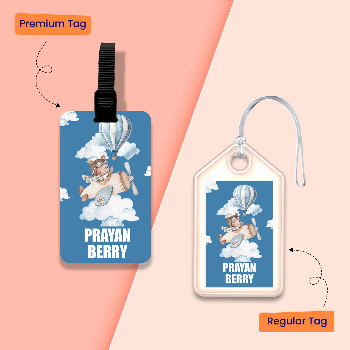Personalized Bag Tags for Kids - Fire Engine Red Design 8819390546051 ...