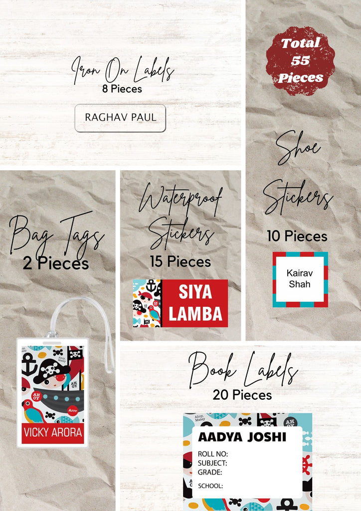 Set of Set of 55 Labels - Personalized Waterproof Label ...