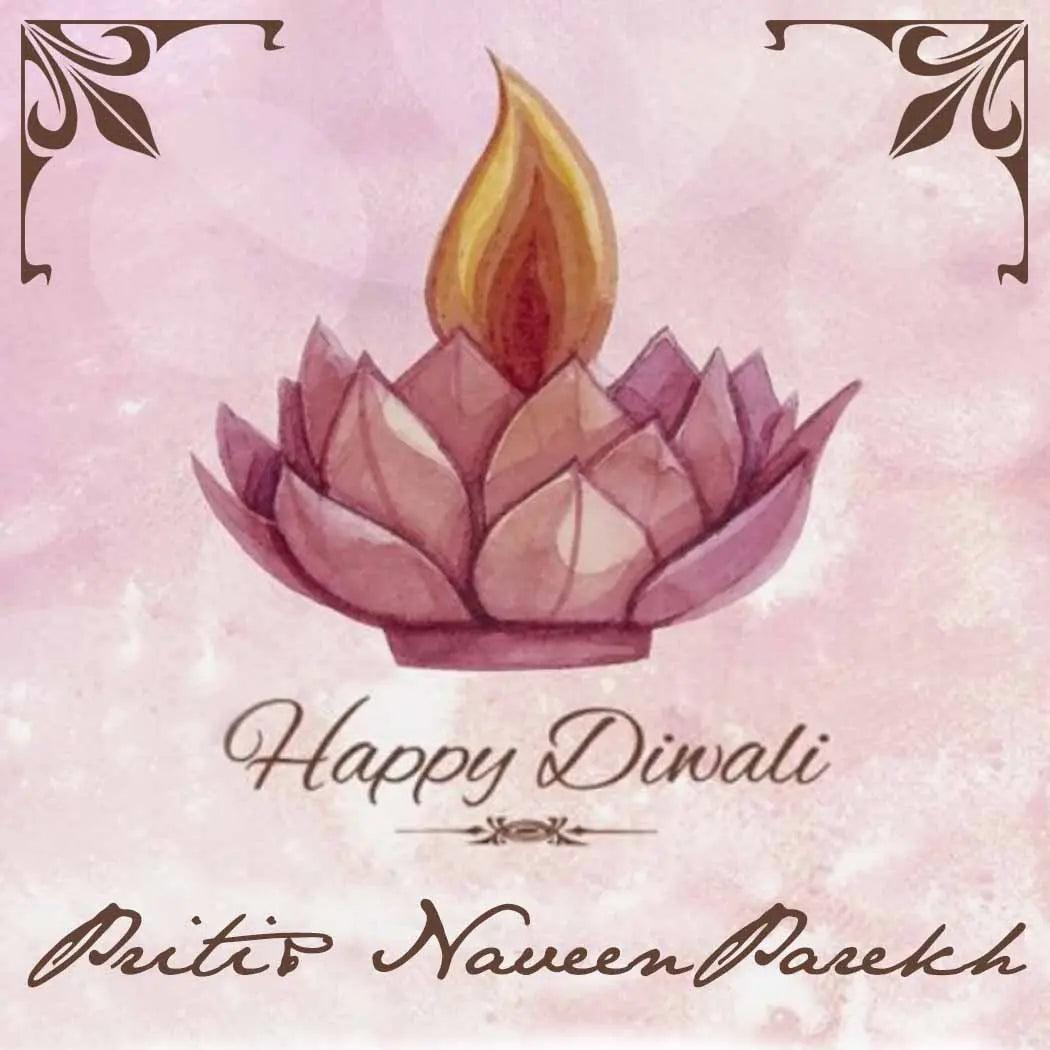 Happy Diwali Gift Tags/Gift Stickers - Hand Painted Lotus Design ...